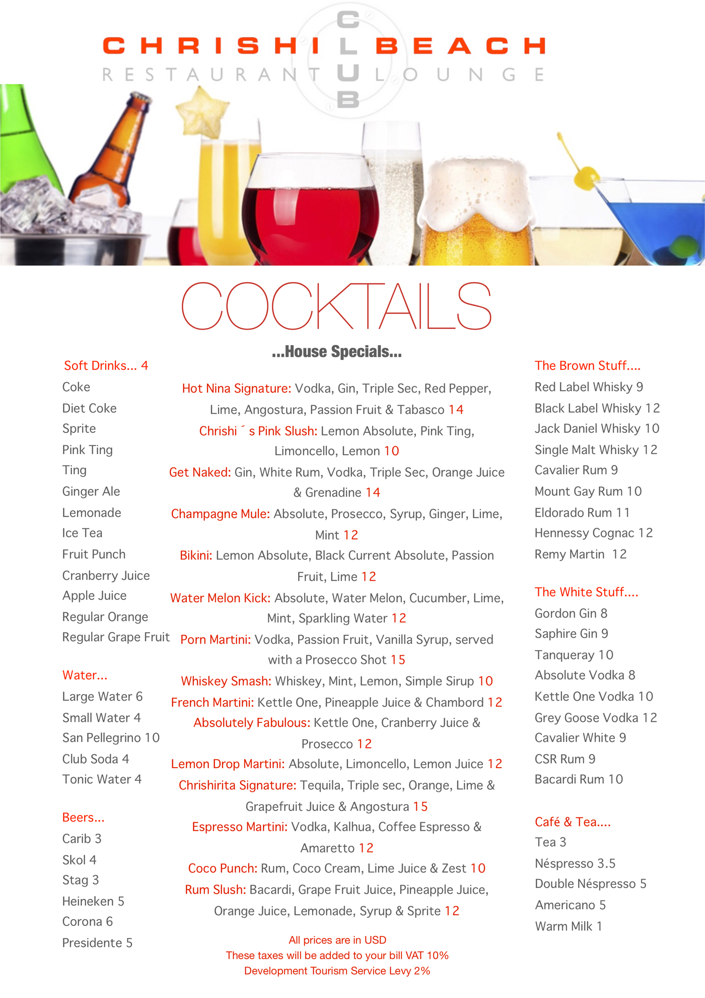 Menus | Chrishi Beach